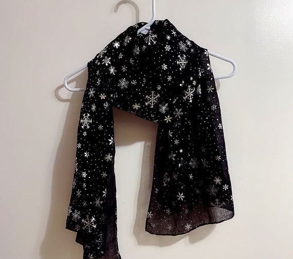 Snowflake Scarf Silver Foil Print for Women | Etsy