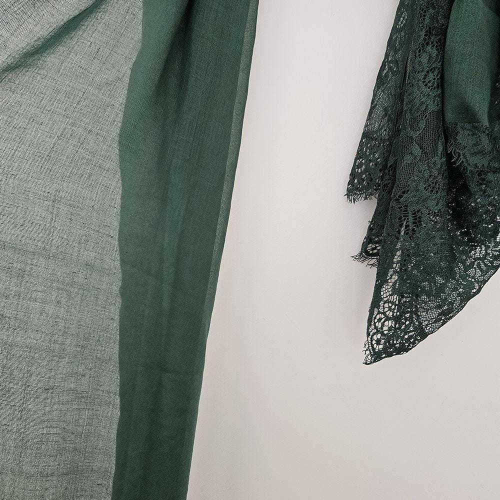 Lace Hunter Green Scarves Soft Lace Trim Dark Green Spring Summer Scarf ...