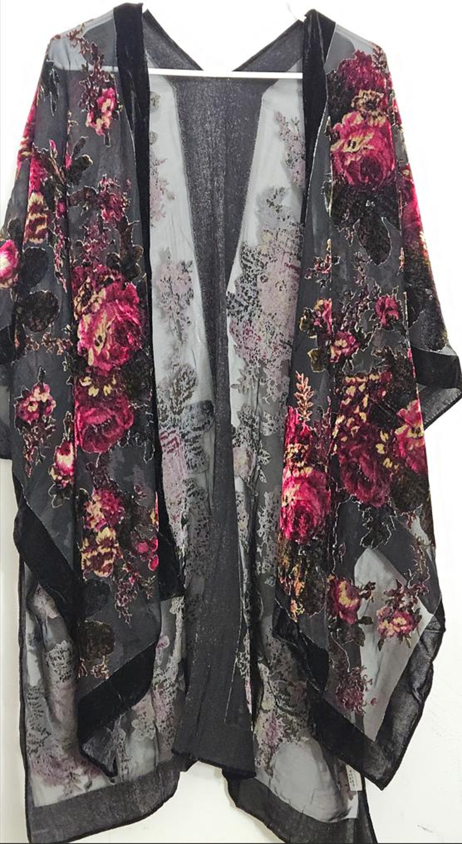 Burnout Velvet Womens Kimonos, Purple Floral Kimono Duster, Kimonos ...