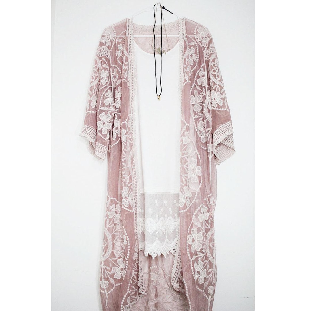 Womens Kimono, Lilac Purple Lace Mandala Duster, Kimonos With Side ...
