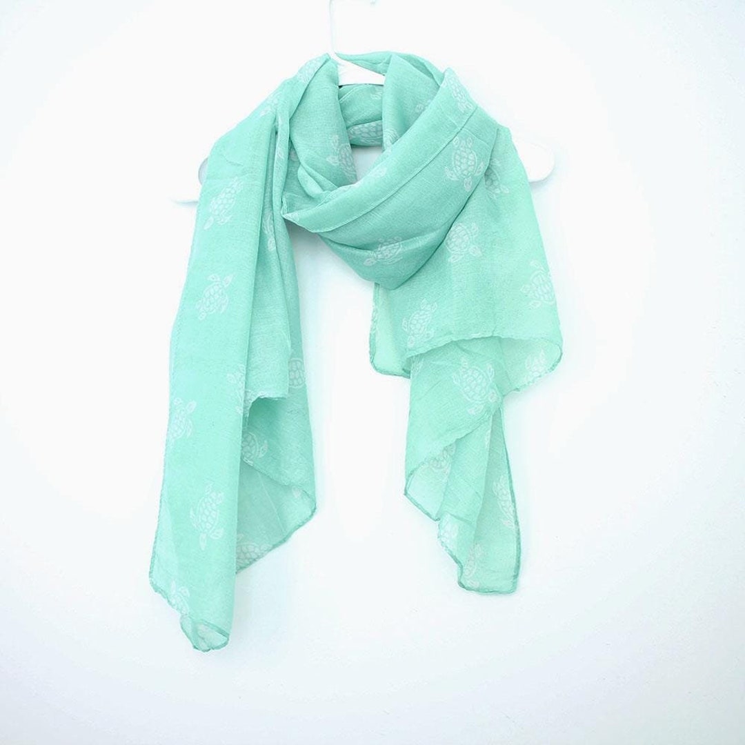 Turtle Scarves Soft Sea Turtle Print Green Scarf for Women Fall Autumn ...