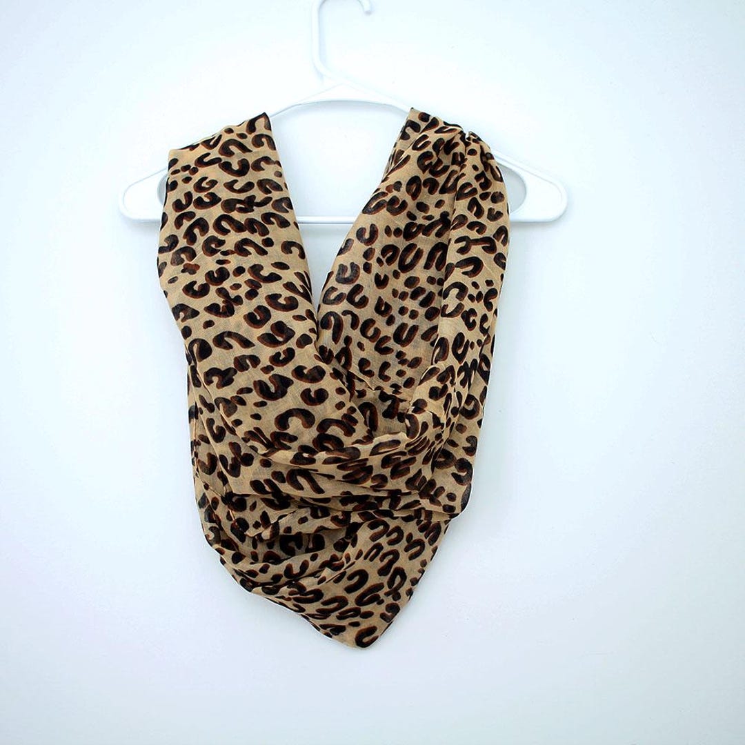 Leopard Infinity Scarves Soft Brown Scarf for Women Fall Autumn Winter ...