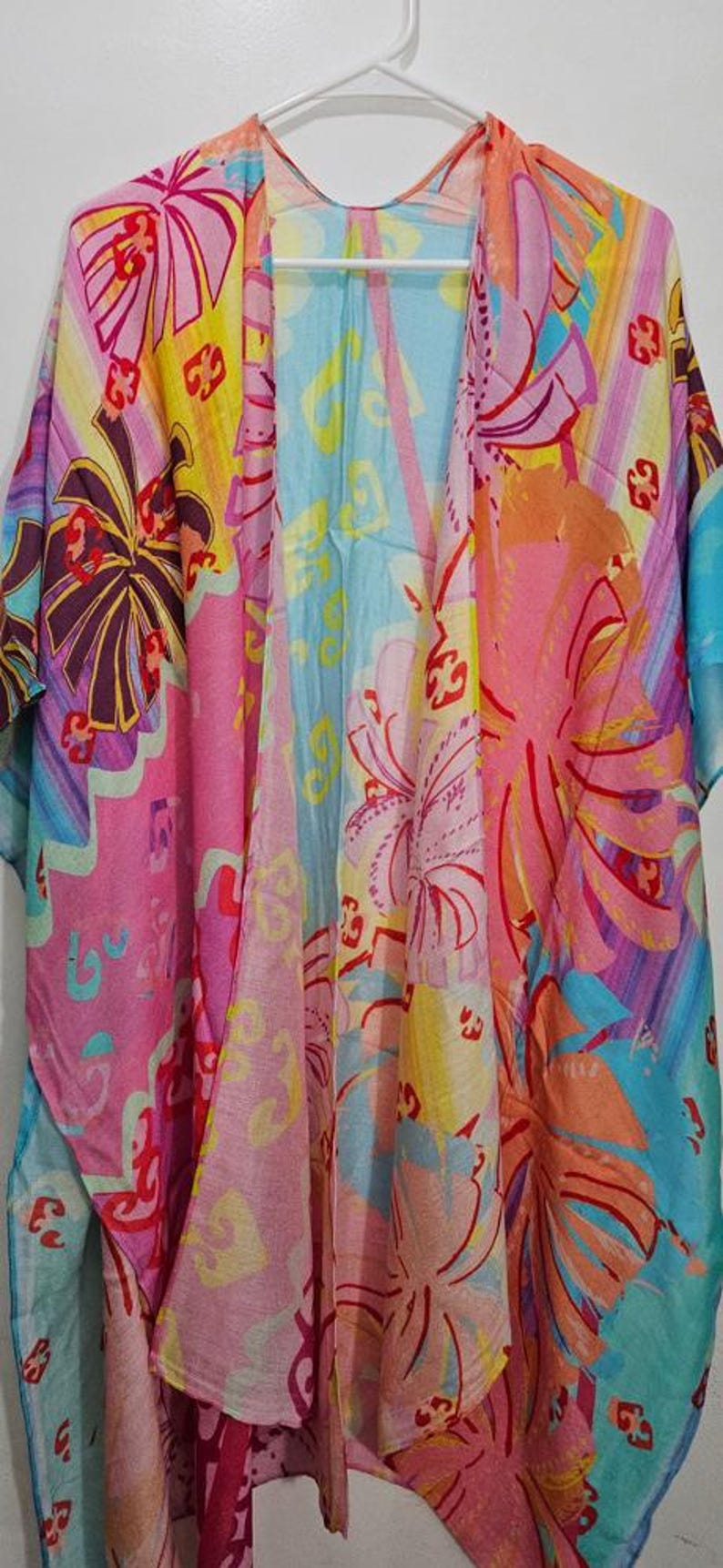 Colorful Feather Print Womens Kimonos, Summer Spring Kimono Duster ...