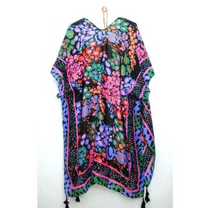 Black Flower Boho Womens Kimonos, Fashionable Kimono Duster, Kimono ...