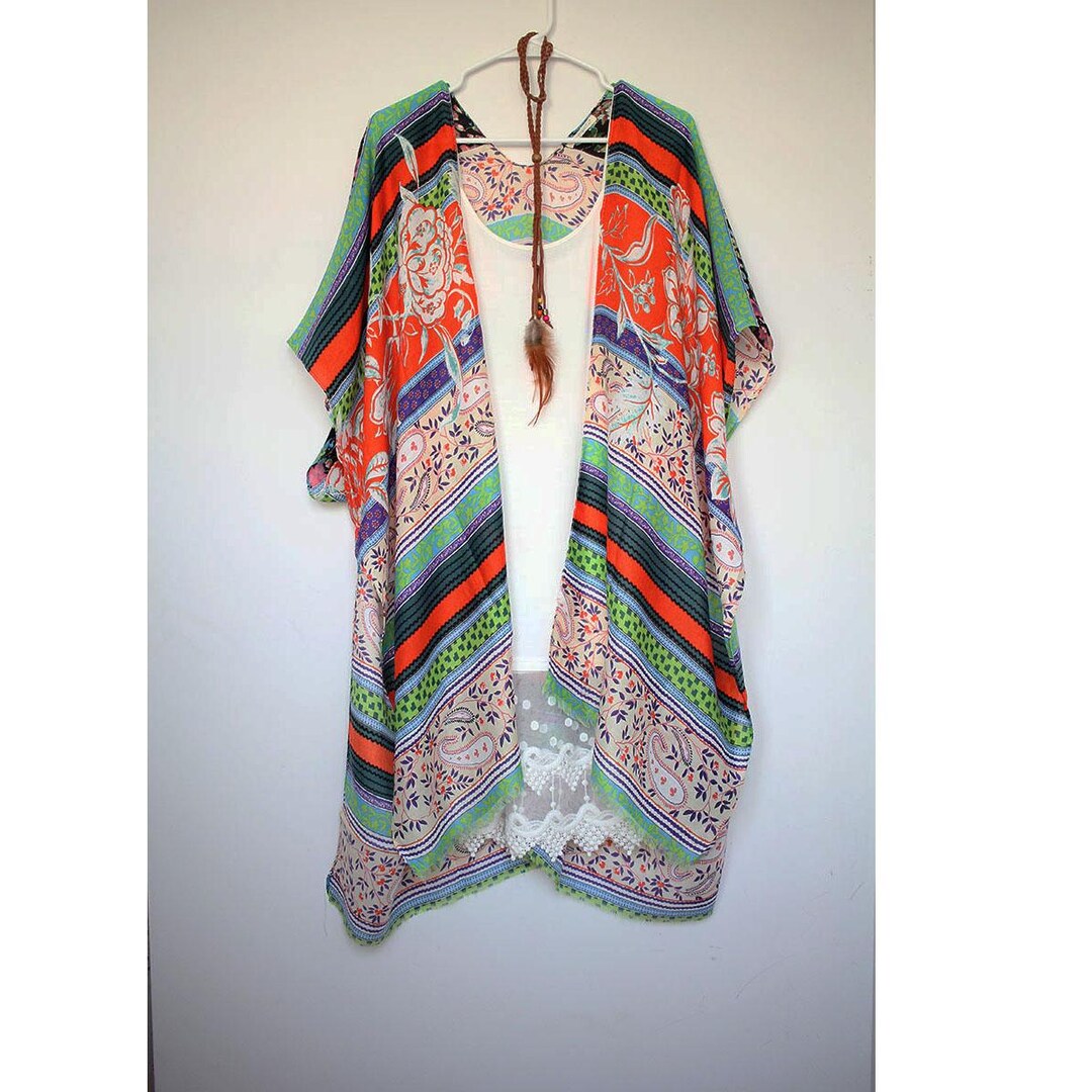 Womens Kimonos, Bohemian Boho Patchwork Kimono Duster, Kimonos With ...