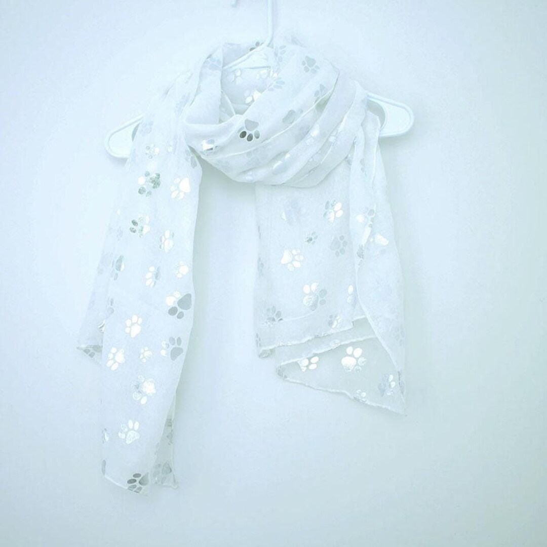 Dog Paw Scarves Silver Dog Paw Print Scarf for Women Fall Autumn Winter ...