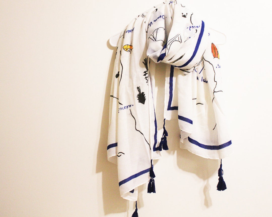 California Map Scarf With Tassel - Etsy