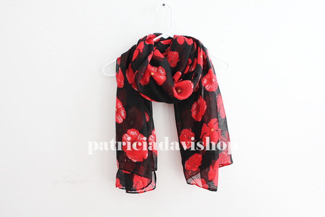 Bohemian Inspired Poppy Flowers Pattern Oblong Scarf - Etsy
