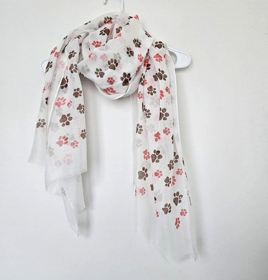 Dog Paw Scarves Colorful Dog Paw Print Black Scarf for Women Fall ...