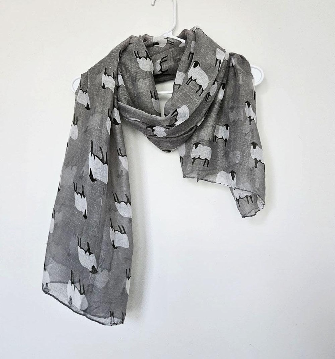 Sheep Scarf Gray Lamb Sheep Pattern Scarves Shawls for Women Fall ...
