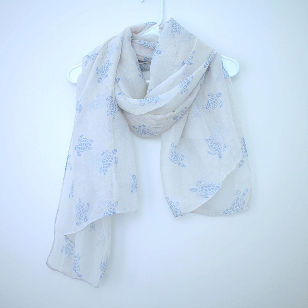 Turtle Scarves White Sea Turtle Print Scarf for Women Fall Autumn ...