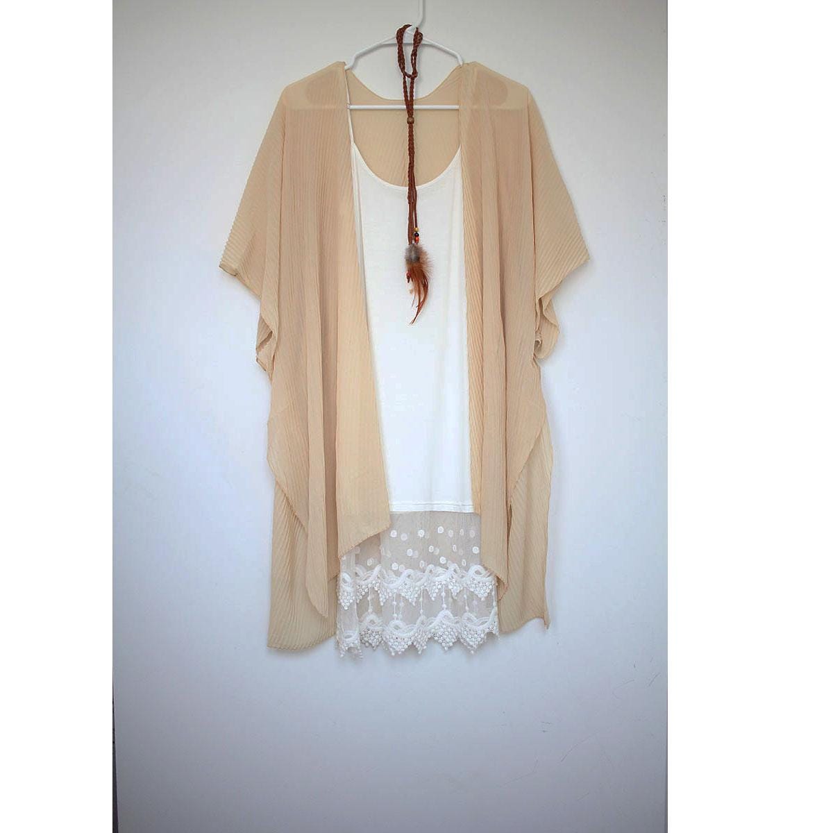 Womens Kimonos, Sage Green Solid Color Textured Kimono Duster, Kimonos ...