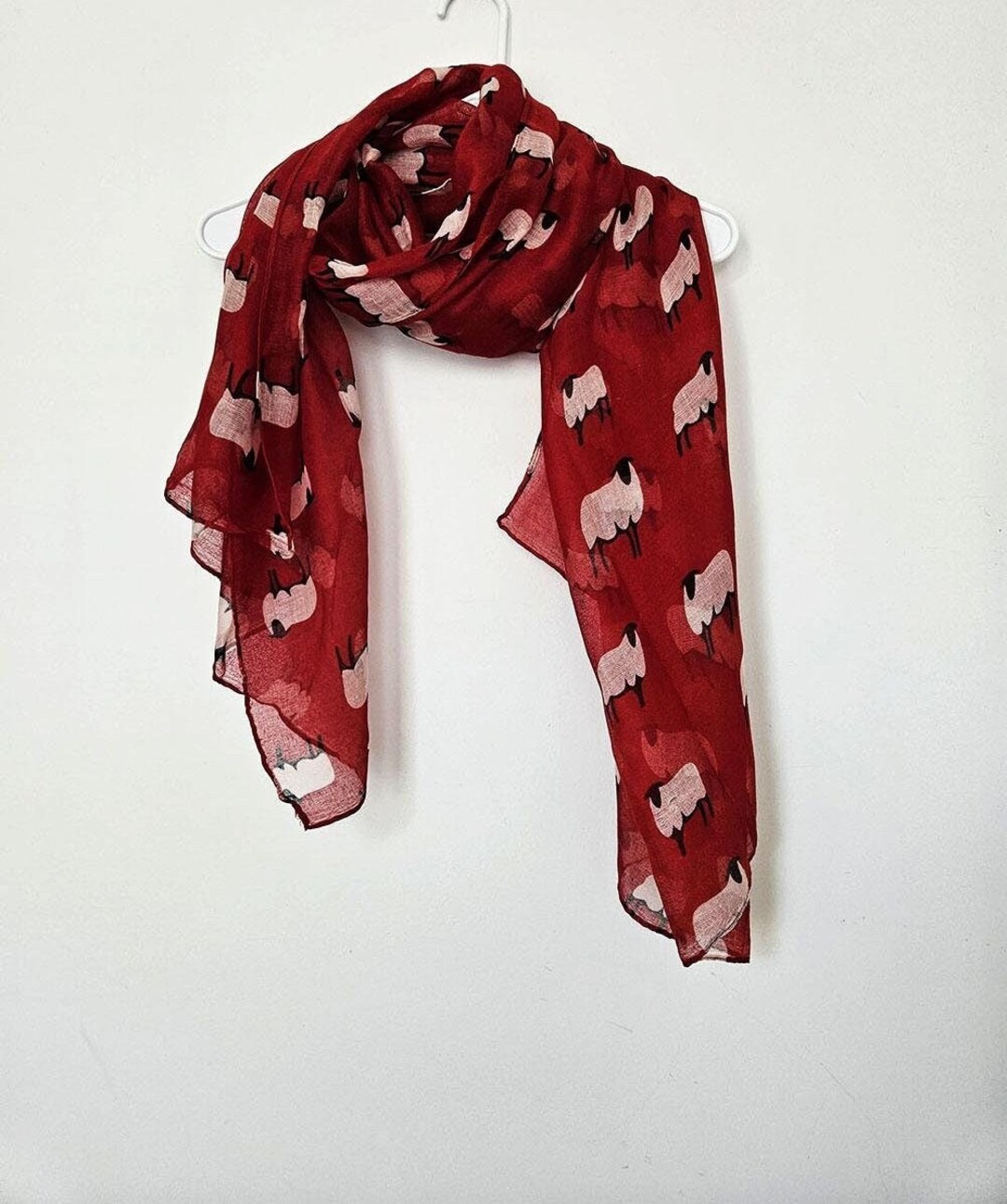 Sheep Lamb Scarf Red Scarves Farm Animal Gifts Soft Spring Summer ...