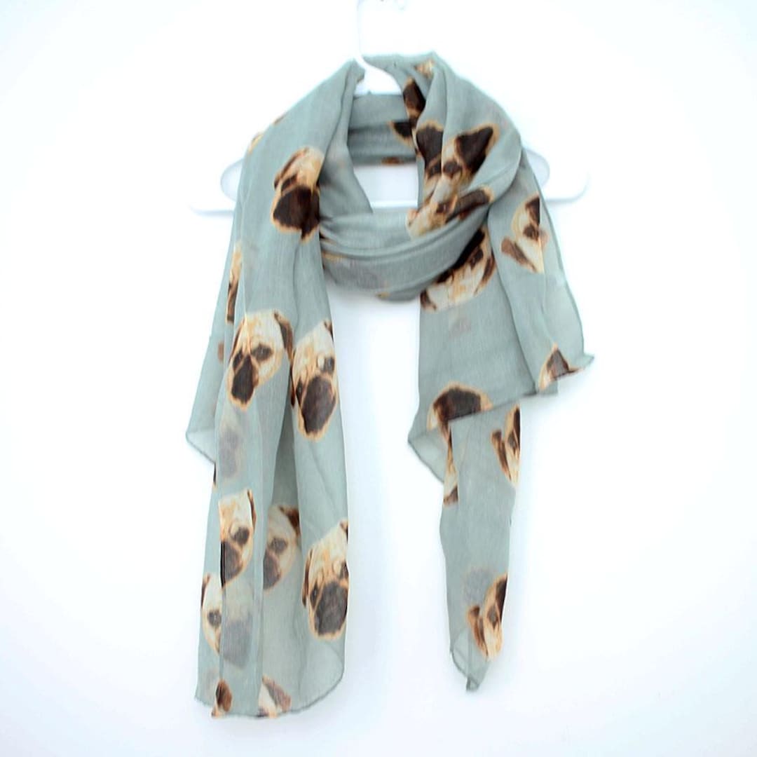 Pug Dog Gray Dog Scarves Soft Pink Flamingo Bird Lover Gifts Taupe Gray ...