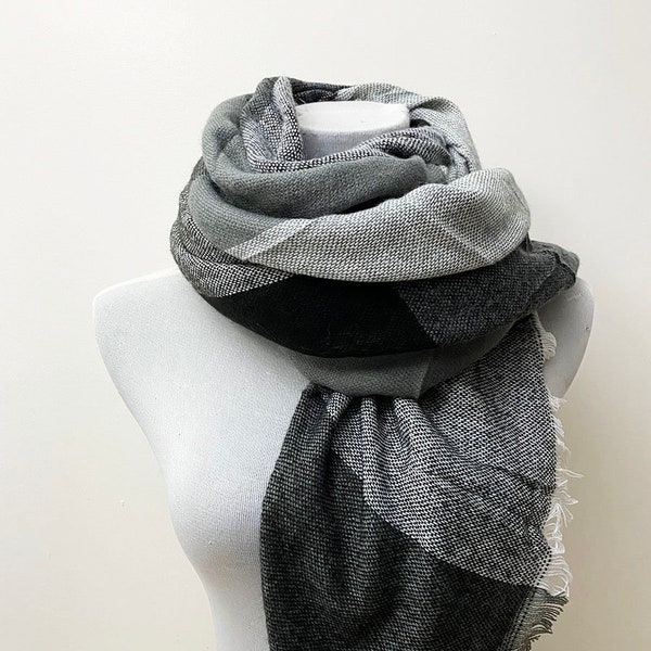 Black Grey Scarf - Etsy