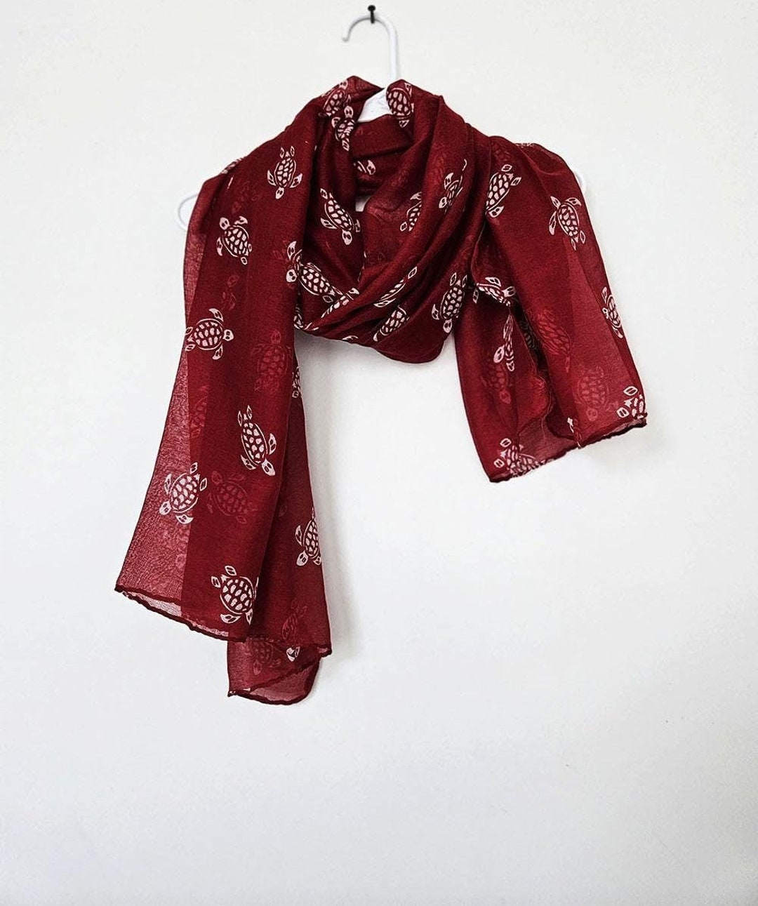 Turtle Scarves, Red Sea Turtle Print Scarf Womens Shawl Gifts, for ...
