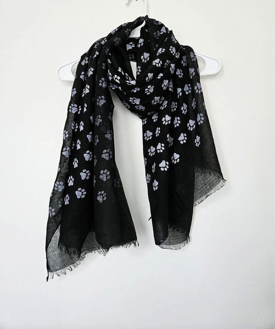 Dog Paw Scarves White Dog Paw Print Black Scarf for Women Fall Autumn ...