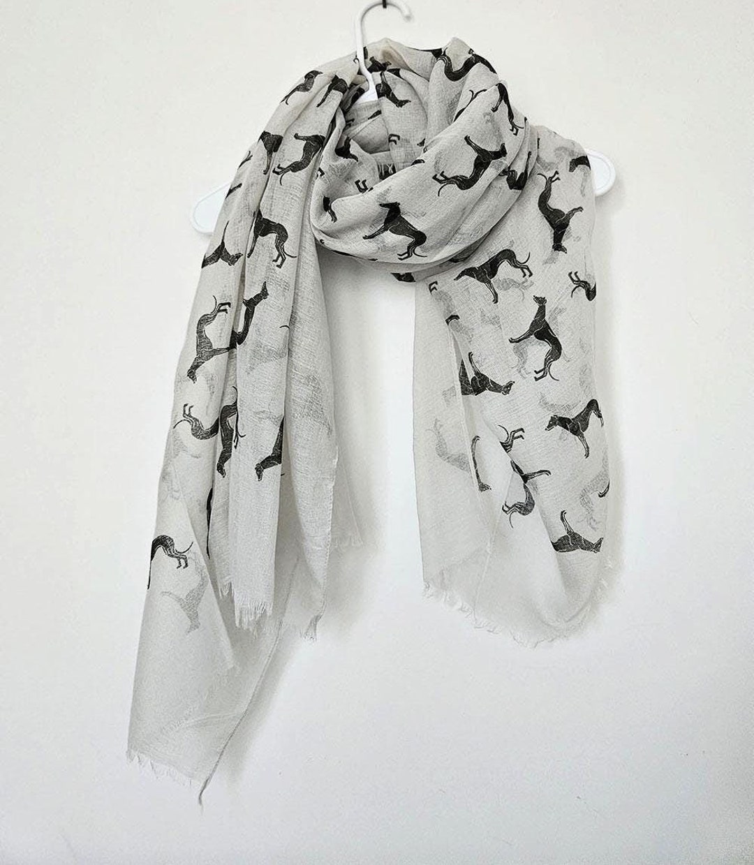 Dog Scarf off White Black Dog Print Scarves Shawls for Women Fall ...