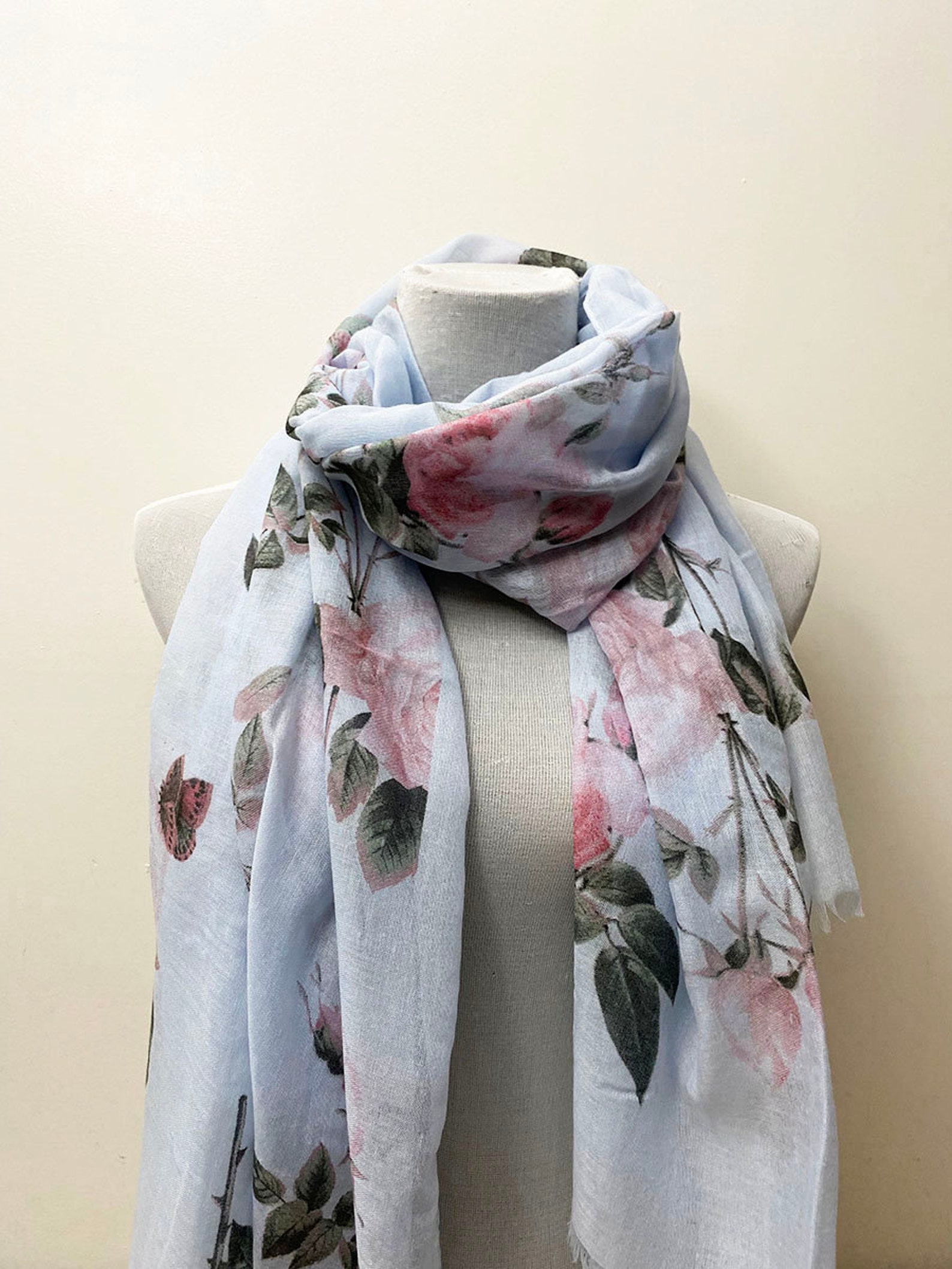 Rose Flower Print Scarf - Etsy