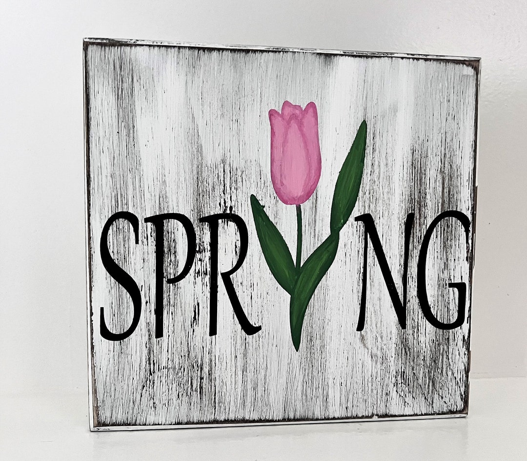 Rustic Spring Tulip Wood Shelf Sign for Farmhouse Decor, Spring Floral ...