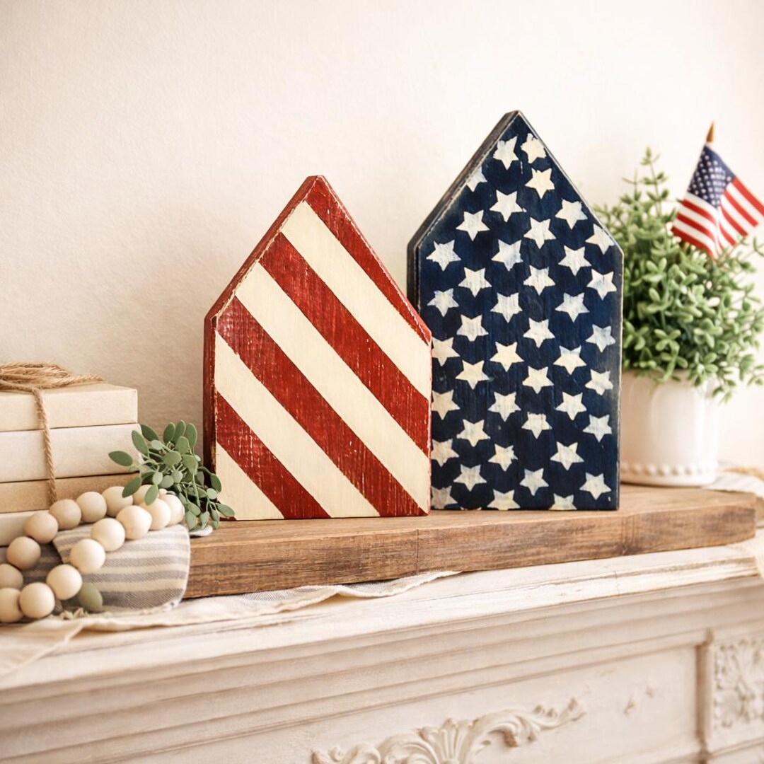 Americana House Set, Fourth of July Display - Etsy