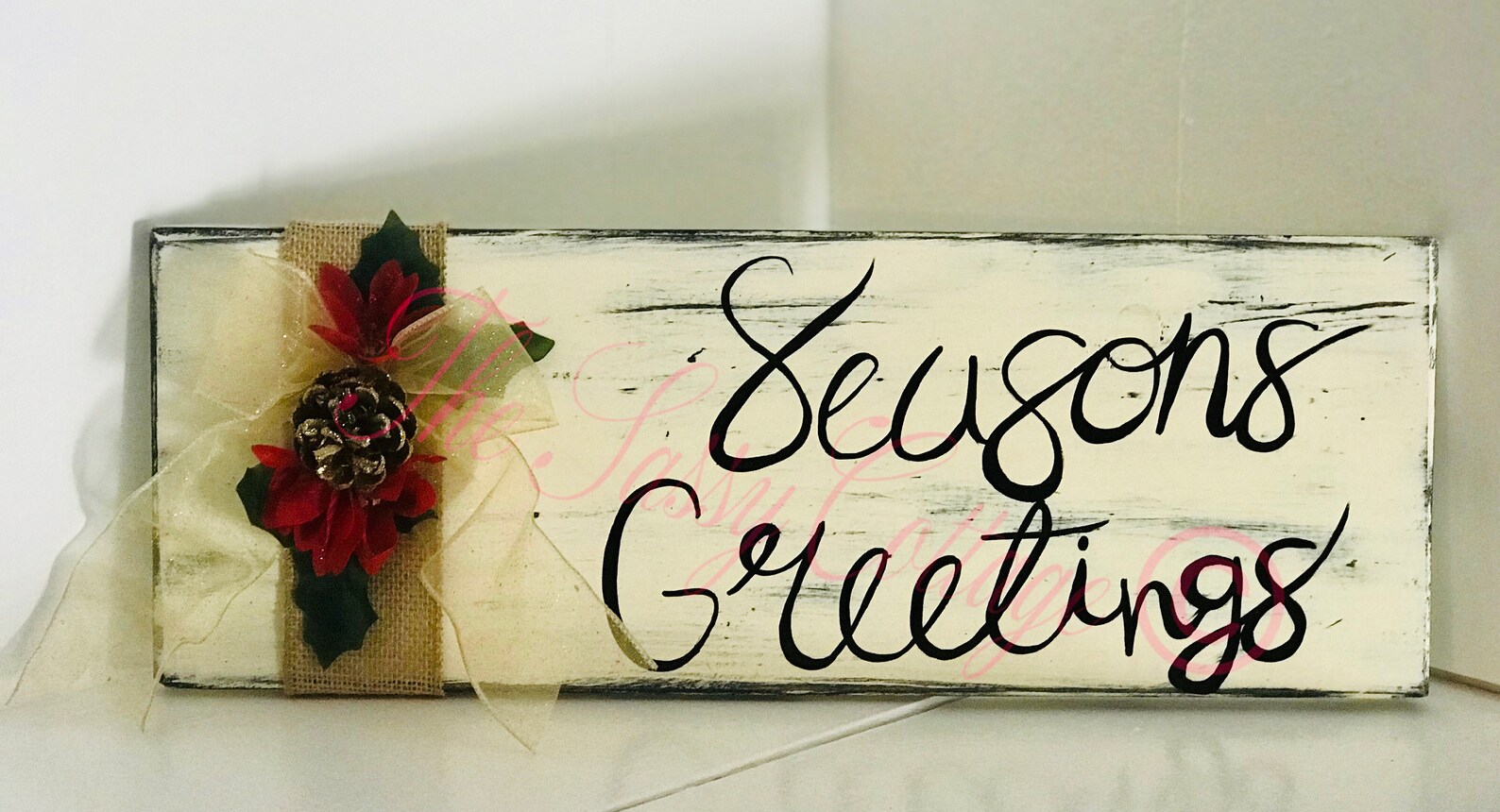 Seasons Greetings or Merry Christmas Handpainted Sign for the - Etsy