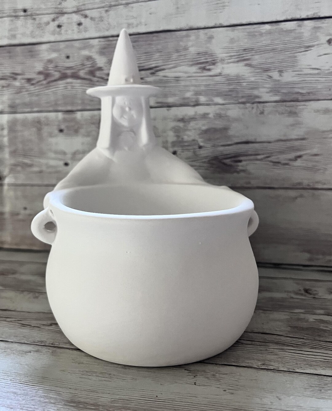 Spooky Witch Holding Cauldron. Ceramic Bisque DIY Painting Kit - Etsy