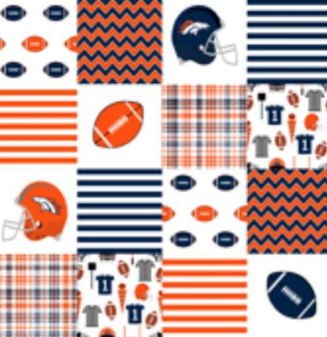 Denver Broncos Faux Quilt Orange, Blue. Luxury Minky Blanket,throw ...