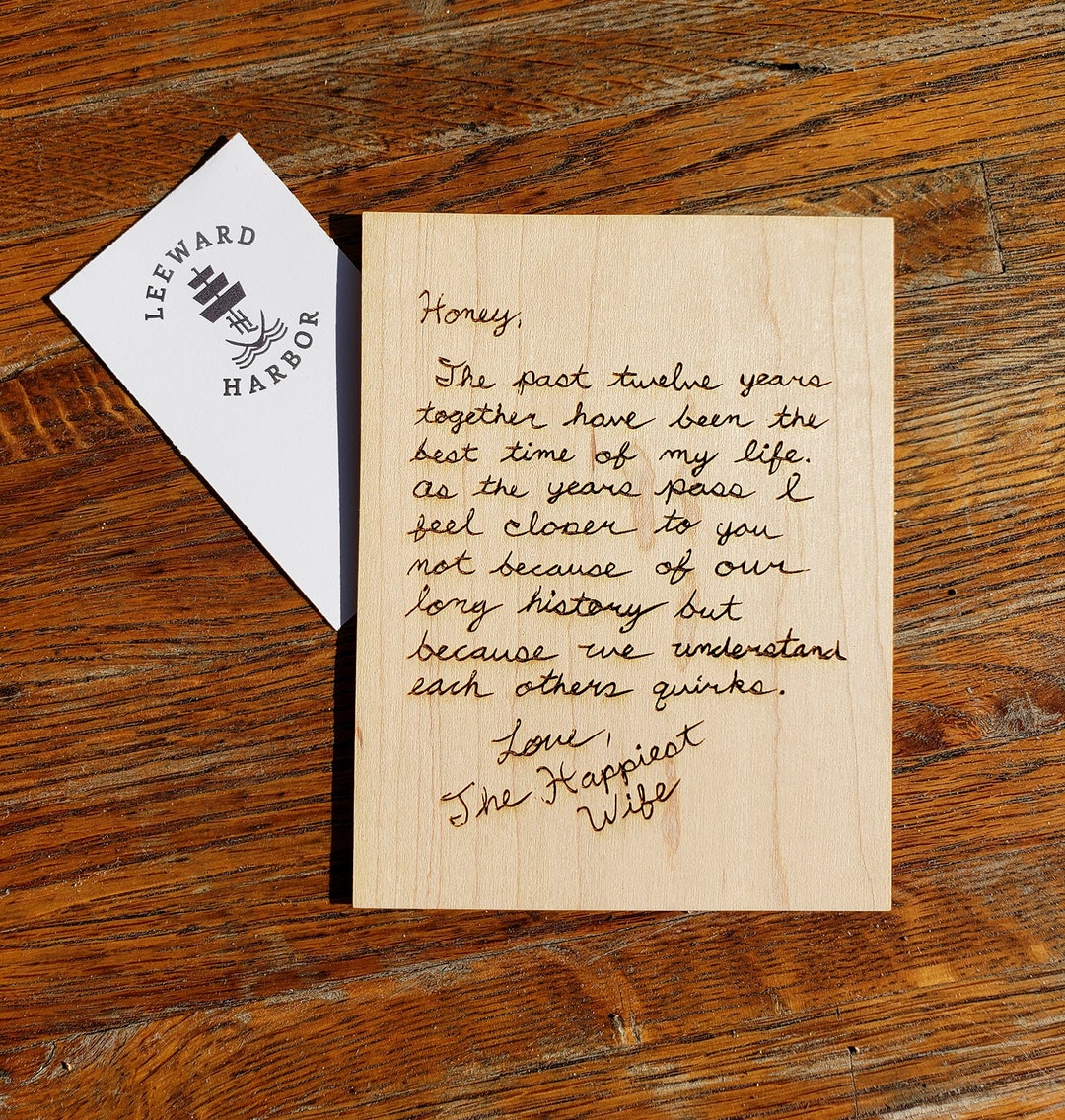 Handwritten Wooden Card, Laser Engraved Love Letter, 5 Year Wooden ...