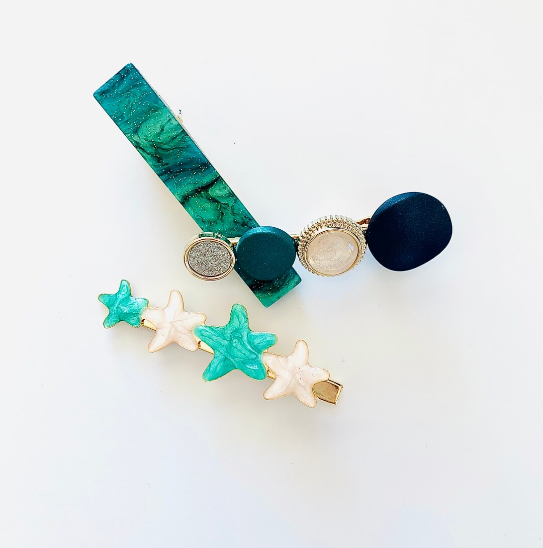 Blue Barrette/wedding Barrette/star Barrette/hair Accessory/resin ...