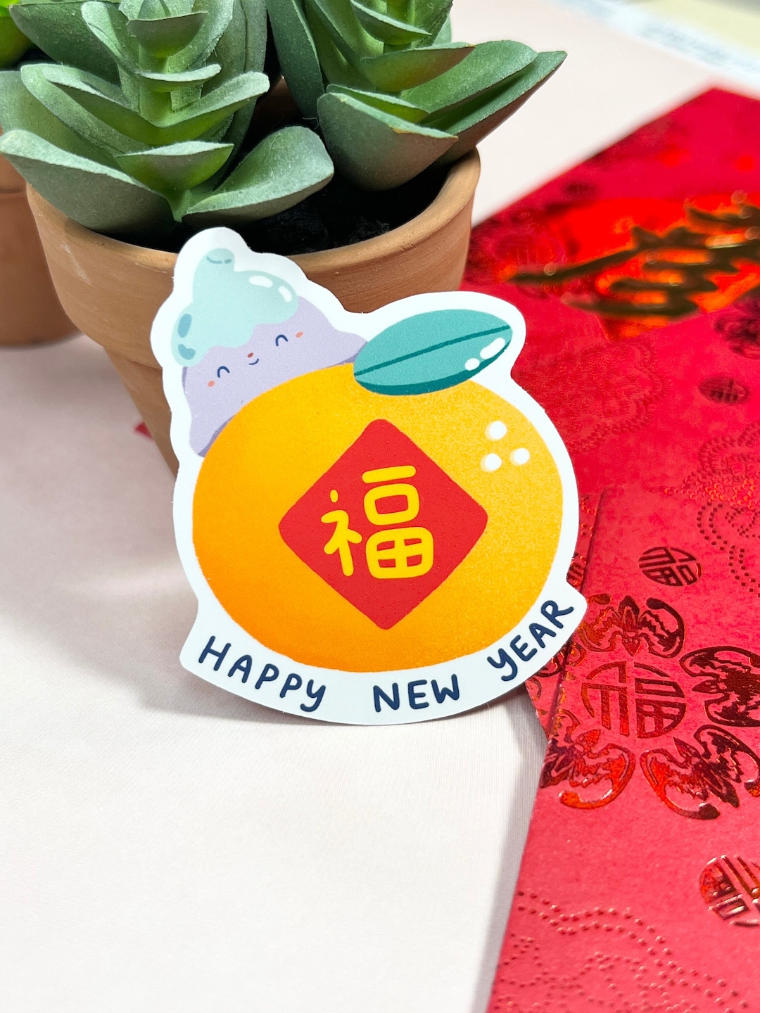 Happy New Year Sticker, Gaji New Year Tangerine Sticker, New Year ...