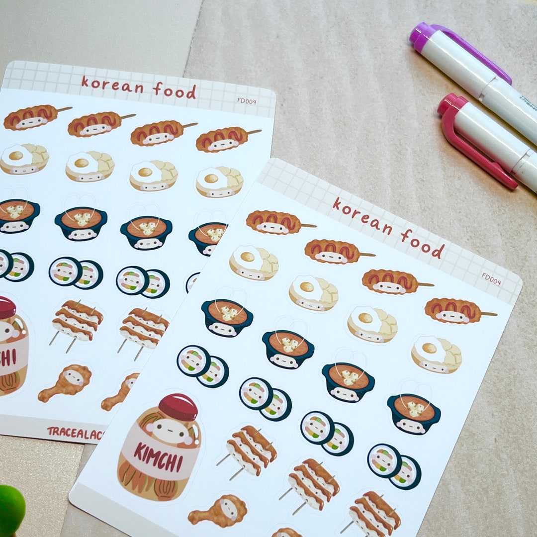 Sticker Sheet Korean Food Sticker Sheet, Journal Stickers, Food ...