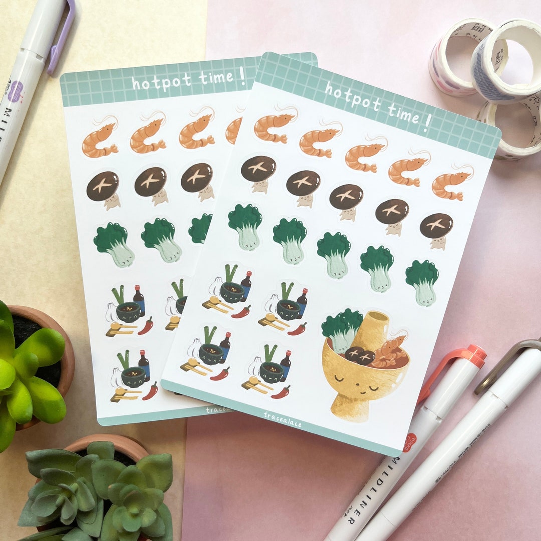 Hotpot Sticker Sheet, Food Stickers, Cute Food Stickers, Food Planner ...