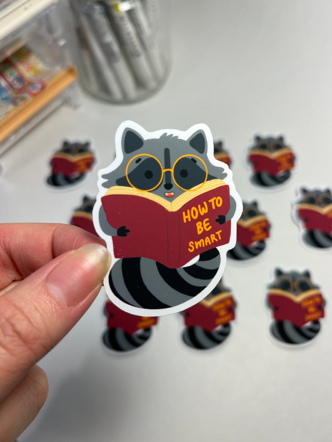 Raccoon Sticker ,raccoon Stickers, Cute Animal Stickers, Nerd Stickers ...