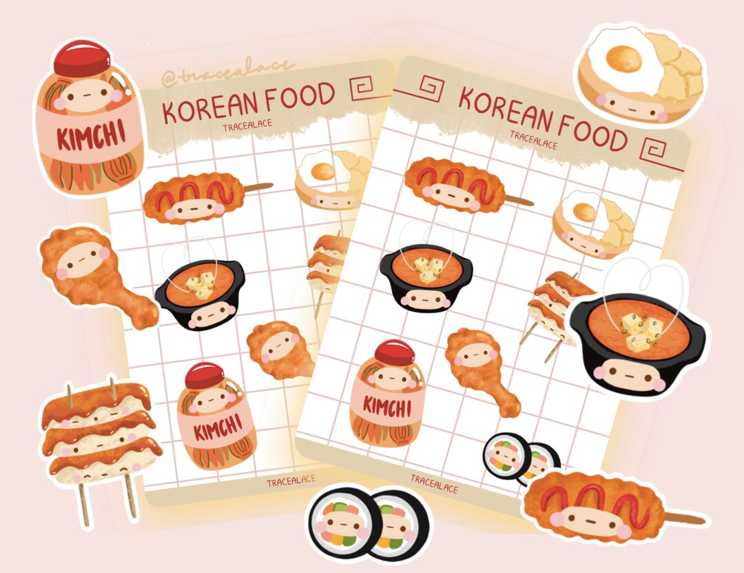 Korean Food Sticker Sheet , Kawaii Food Stickers, Cute Food Stickers ...