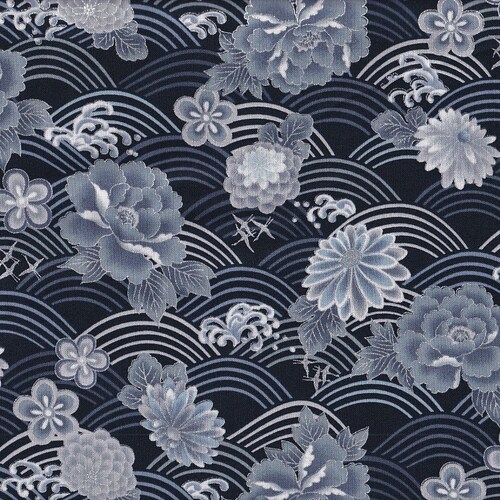 Waves Dark Blue Traditional Japanese Fabrics Cotton 50 Cm X - Etsy