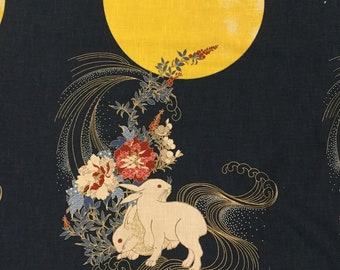 Japanese Noren Panel Rabbit Harvest Moon KP7290-103 Blue - Etsy