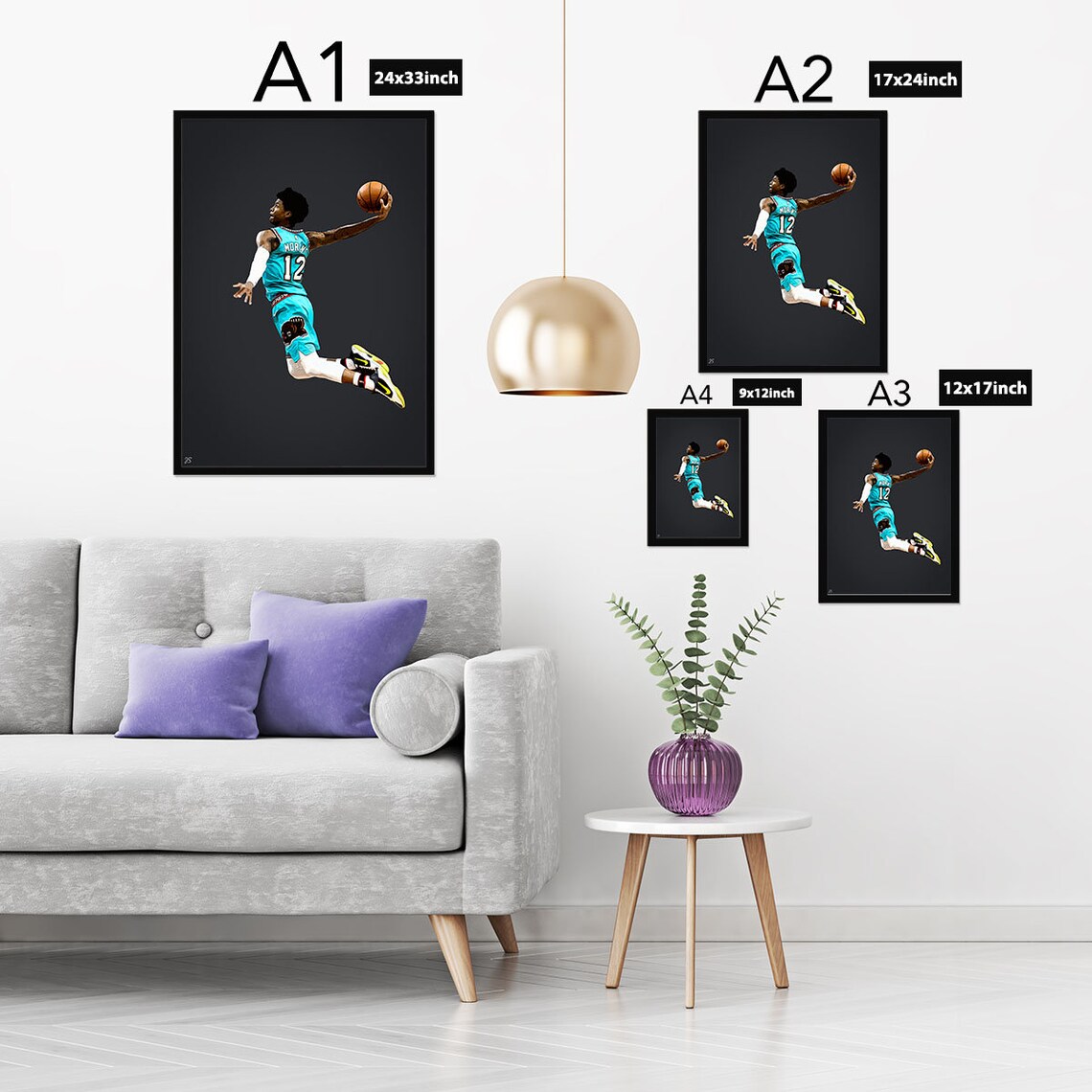 Ja Morant Dunk Poster Basketball Poster Sports Print - Etsy