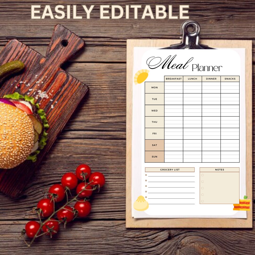 Digital Meal Planner Undated Digital Planner |planner Printable Meal ...