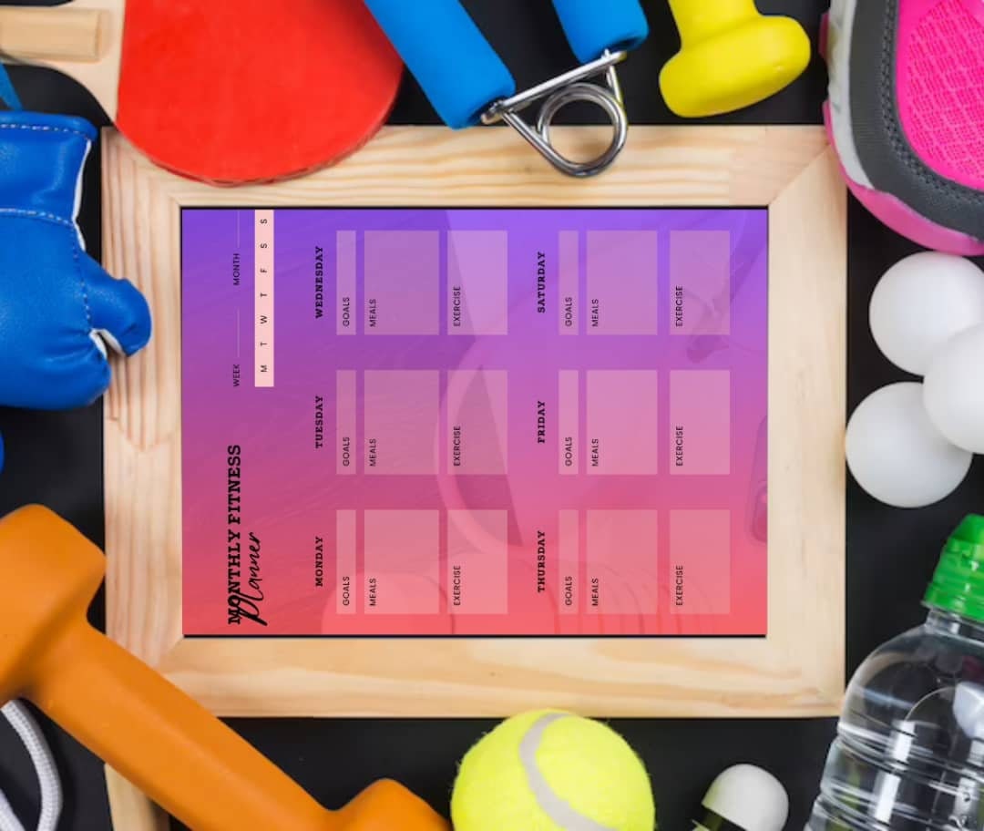 Monthly Workout Planner Fitness Tracker Perpetual Calendar Motivational ...