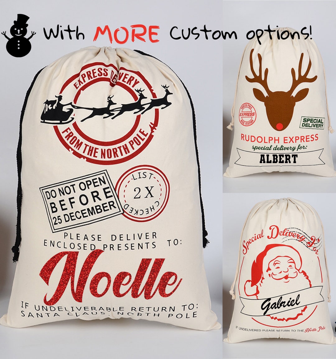 Personalized Santa Sack, Custom Santa Sack Christmas Gift Bag Custom ...