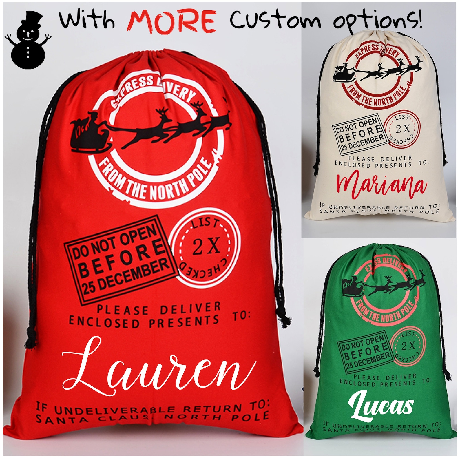 Personalized Santa Sack Custom Santa Sack Christmas Gift Bag - Etsy