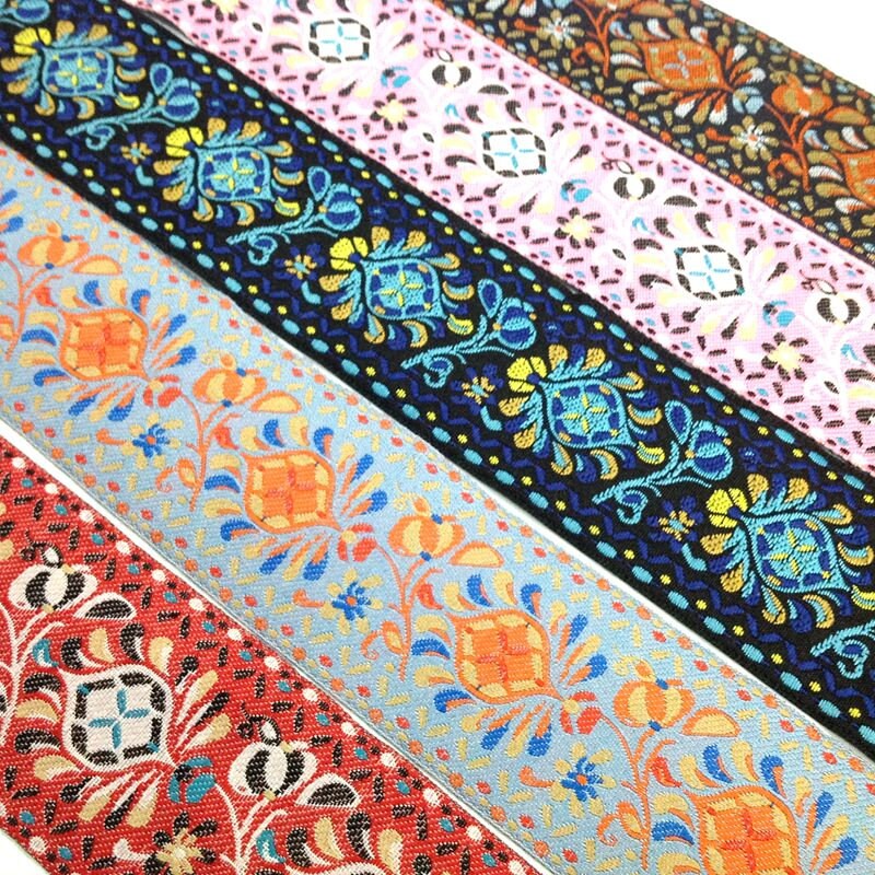 5 Color 2 Inch Wide Flower Jacquard Ribbon Geometric Woven | Etsy