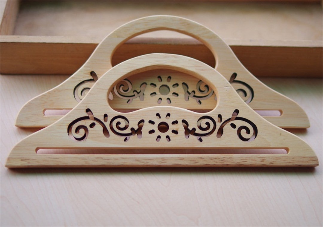A Pair of 25 Cm 12 Cm Wooden Handles for Bag, Handcraft Material for ...