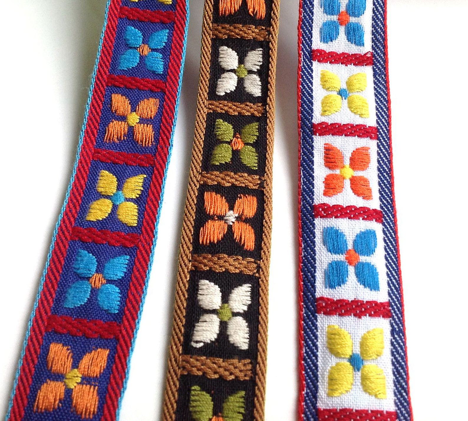 3 Color 4/5 Inch Wide Flower Jacquard Ribbon Geometric Woven - Etsy