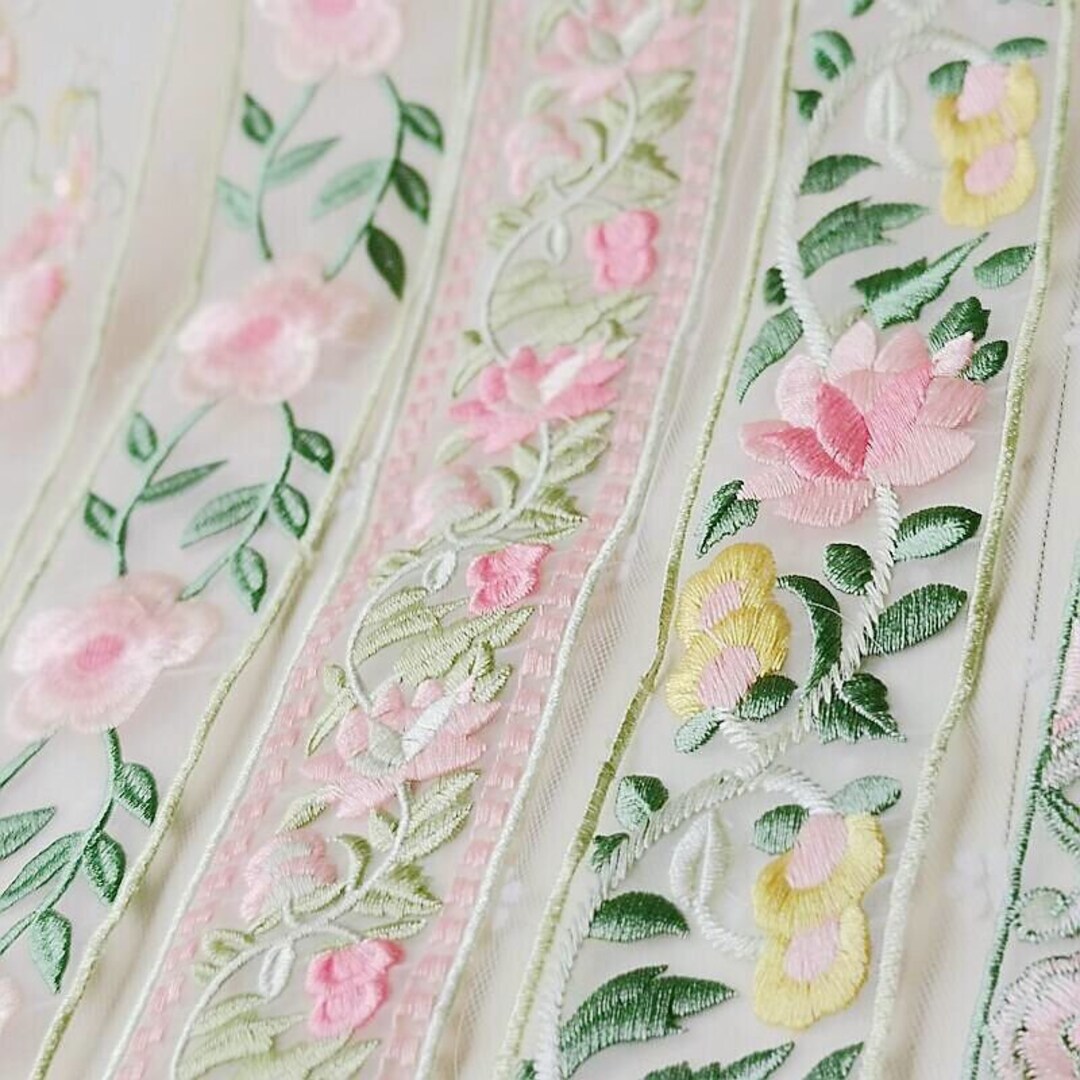 5 Color, 1 Yard Silk Organza Jacquard Embroidery Webbing for Bag ...