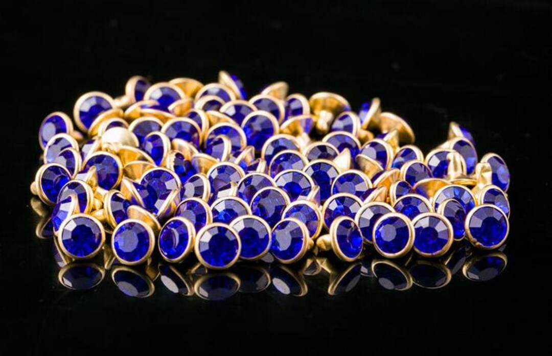 PACK of 20 Blue Rhinestone Round Rivets Studs Leather Studs Leather ...