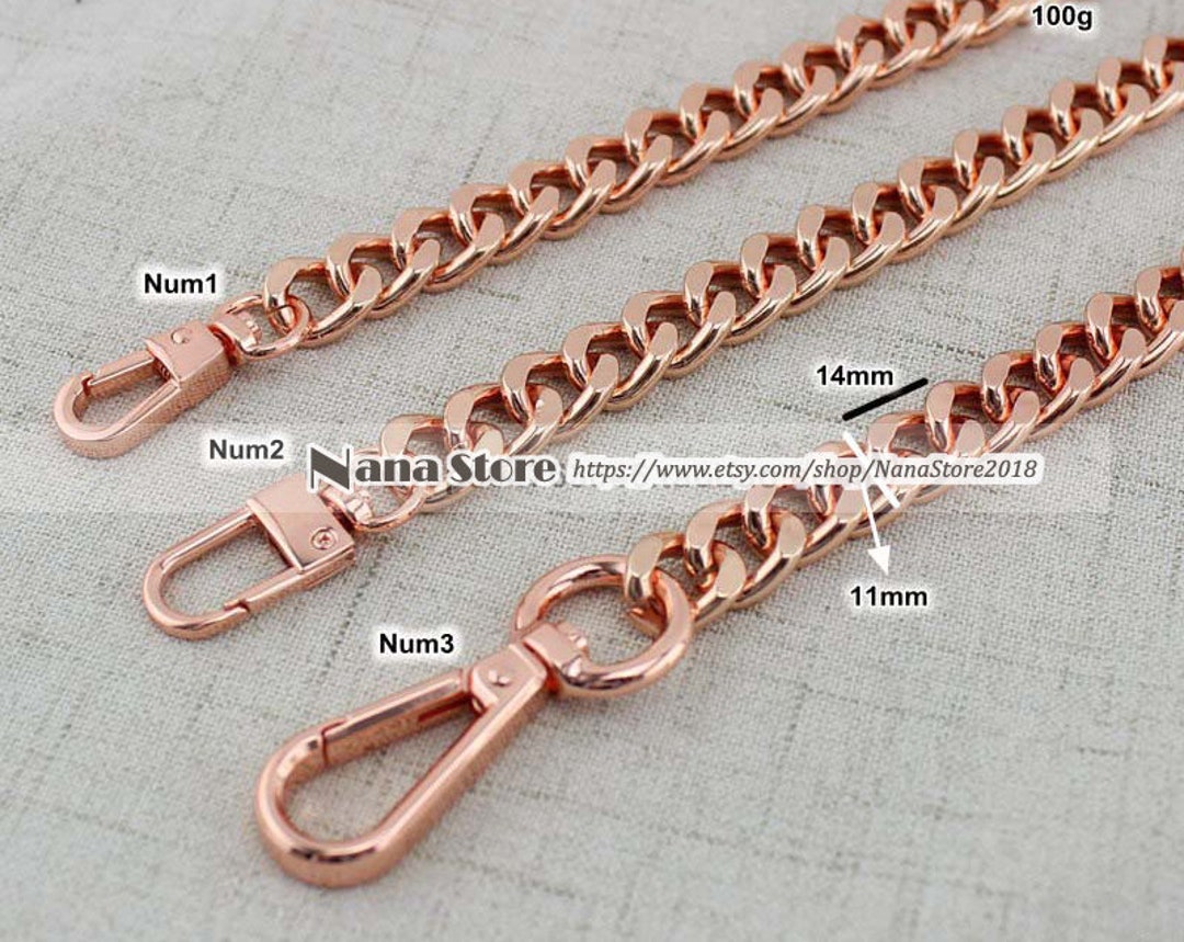 11MM, Rose Gold High Quality Purse Chain, Metal Shoulder Handbag Strap ...