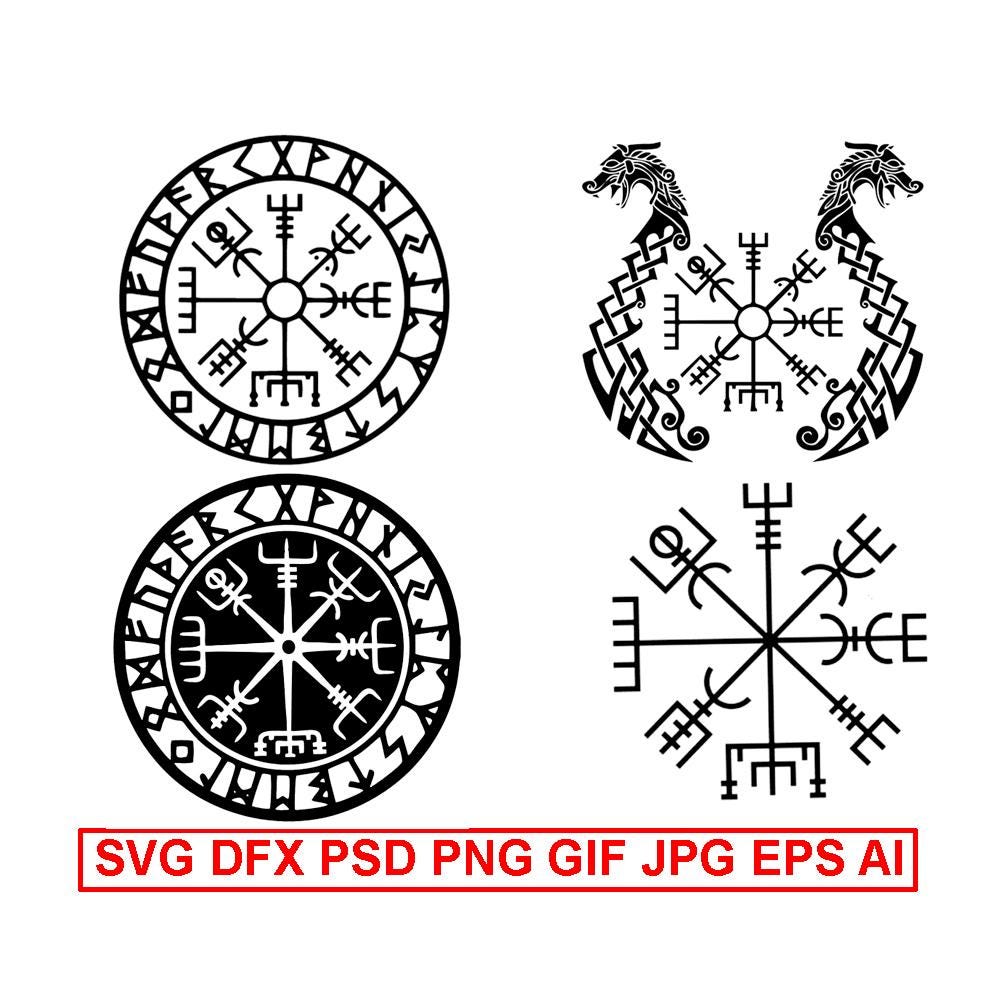 Viking Compass Vegvisir Symbol Nordic SVG Psd DFX Gif EPS Jpg Png Ai ...