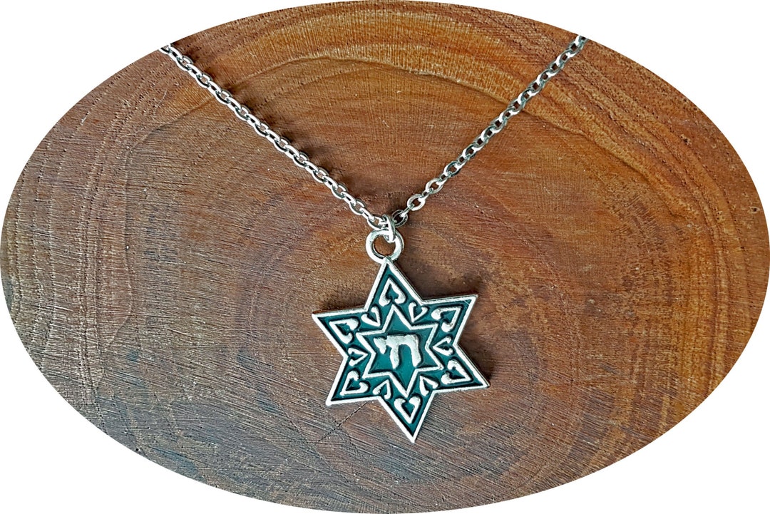 Silver Star of David Necklace Jewish Shield of David Magen David Hebrew ...